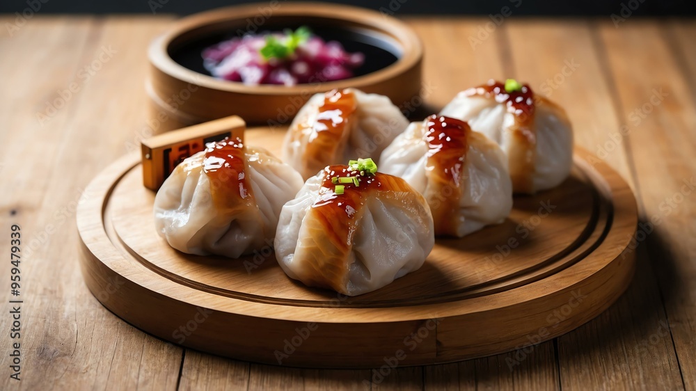 chinese dim sum dish char siu bao isolated on an aesthetic plating ...
