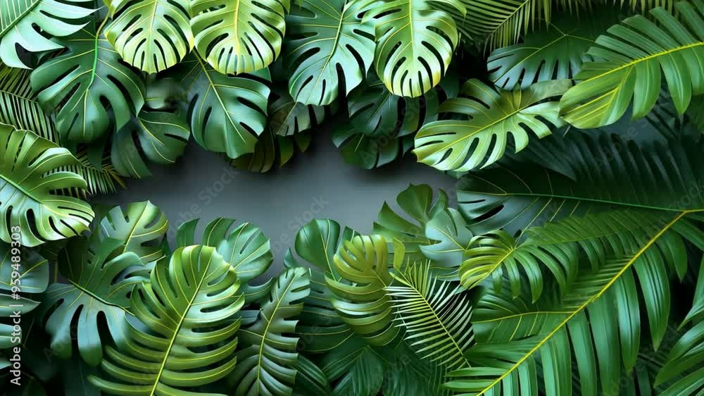 Tropical Oasis Frame: Lush monstera leaves create a vibrant, natural ...