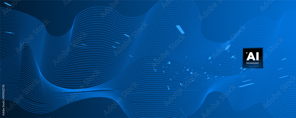 Abstract AI circuit board background. Technology connected blue lines ...