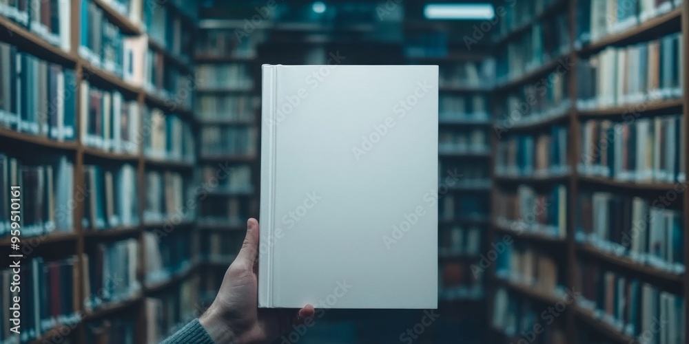 Close-up of Blank Book Cover Model in Library: Cultural Inclusivity and ...