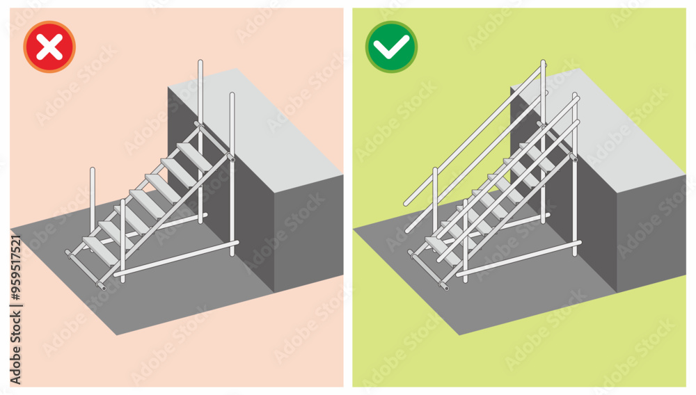 Safety do's and do not's vector illustration. Unsafe work condition and ...