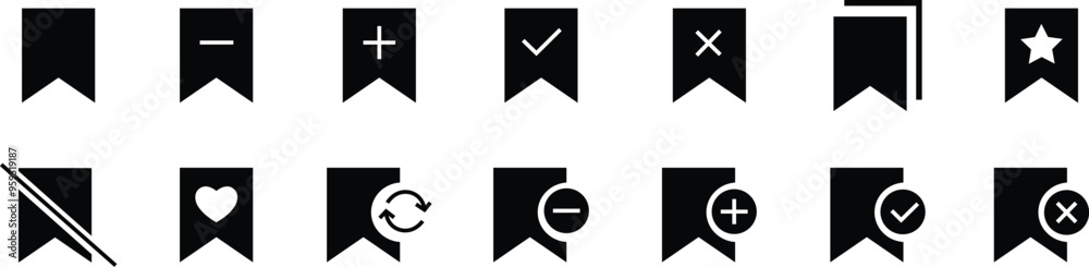 Set of Bookmark, Favourite Flat Vectors Icons. Premium Quality Designs ...