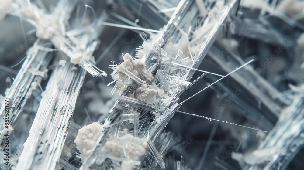 Close-Up of Asbestos Chrysotile Fibers Under Microscope Showing ...