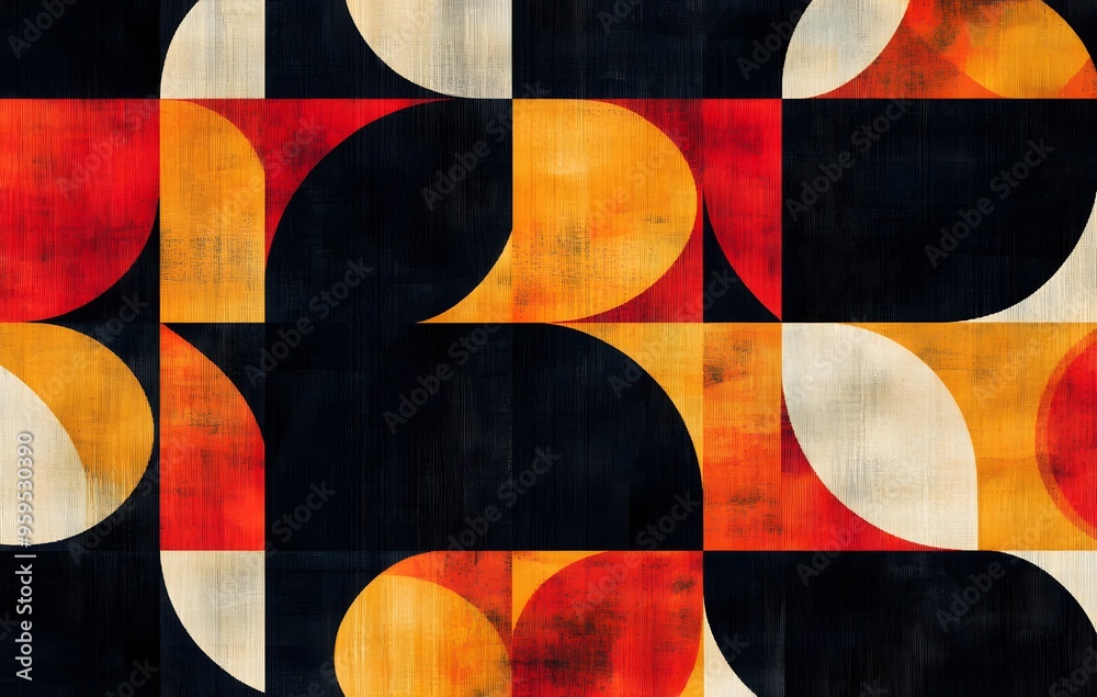 30. **Full-size modern rug pattern with a seamless grid of abstract ...