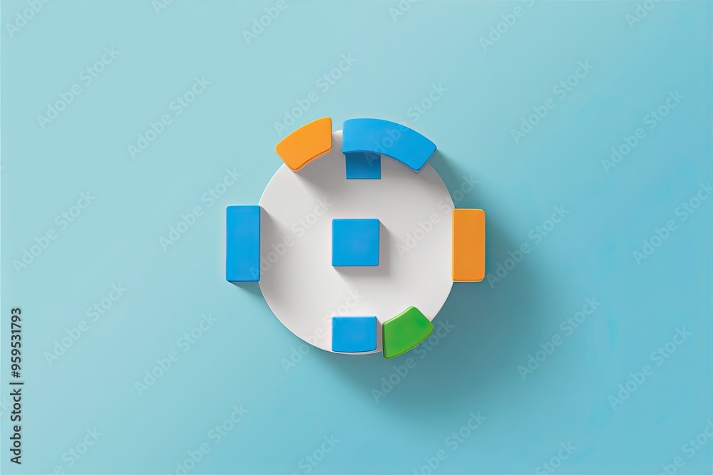 3D Power BI Application Icon on Light Pastel Blue Background Stock ...
