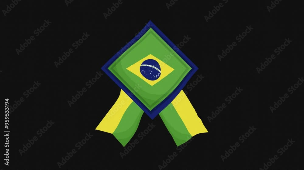 Badge Flag, Brazil Flag Badge Animation Video, Realistic HD Flag Of The ...