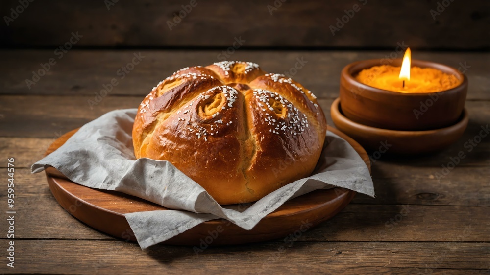 mexican bread and sides dish pan de muerto isolated on an aesthetic ...
