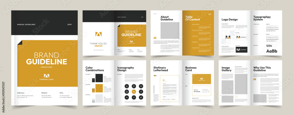Brand Guidelines Template, Brand Identity Presentation Layout, Logo ...
