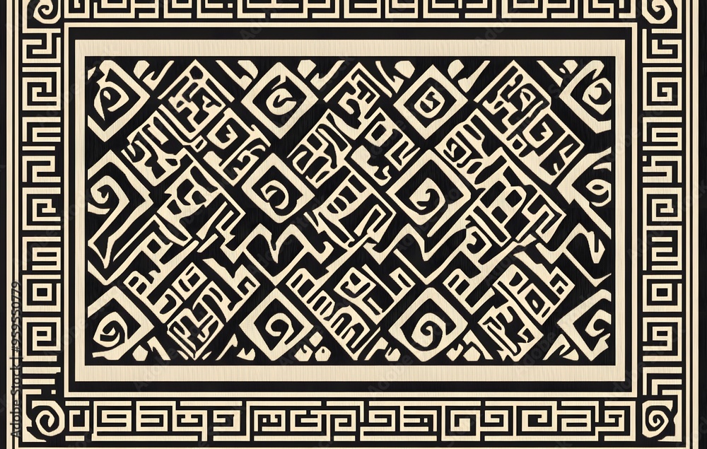 31. **Full-size seamless Greek key rug pattern with symmetrical and ...