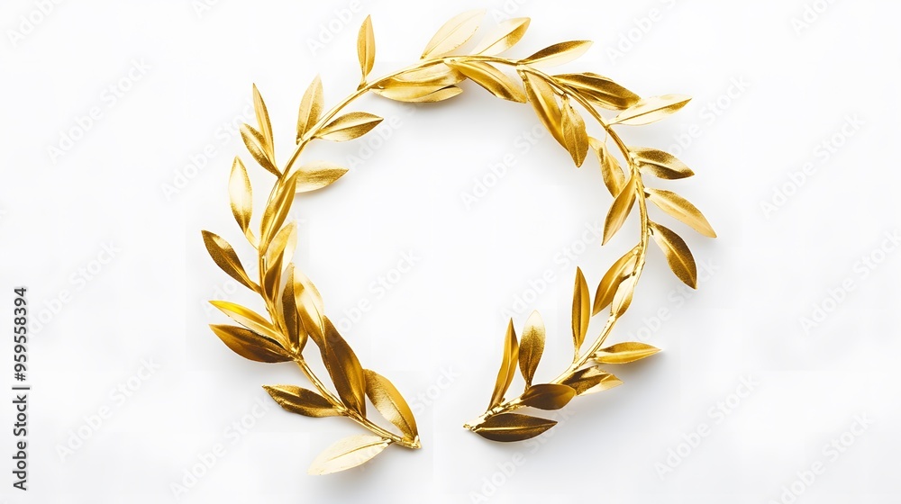 Golden laurel wreath symbol of achievement and excellence, isolated on ...