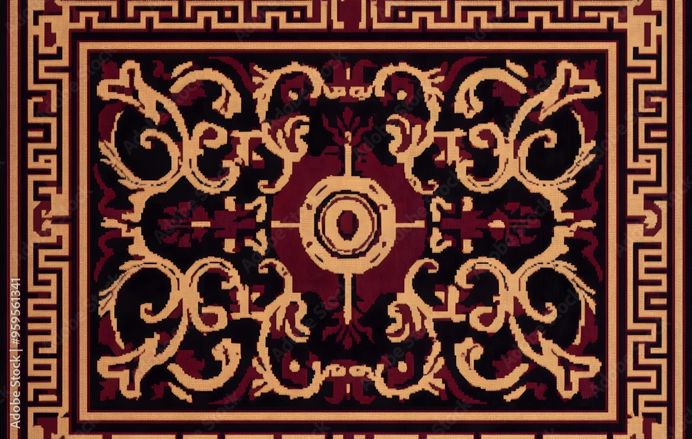 31. **Full-size seamless Greek key rug pattern with symmetrical and ...