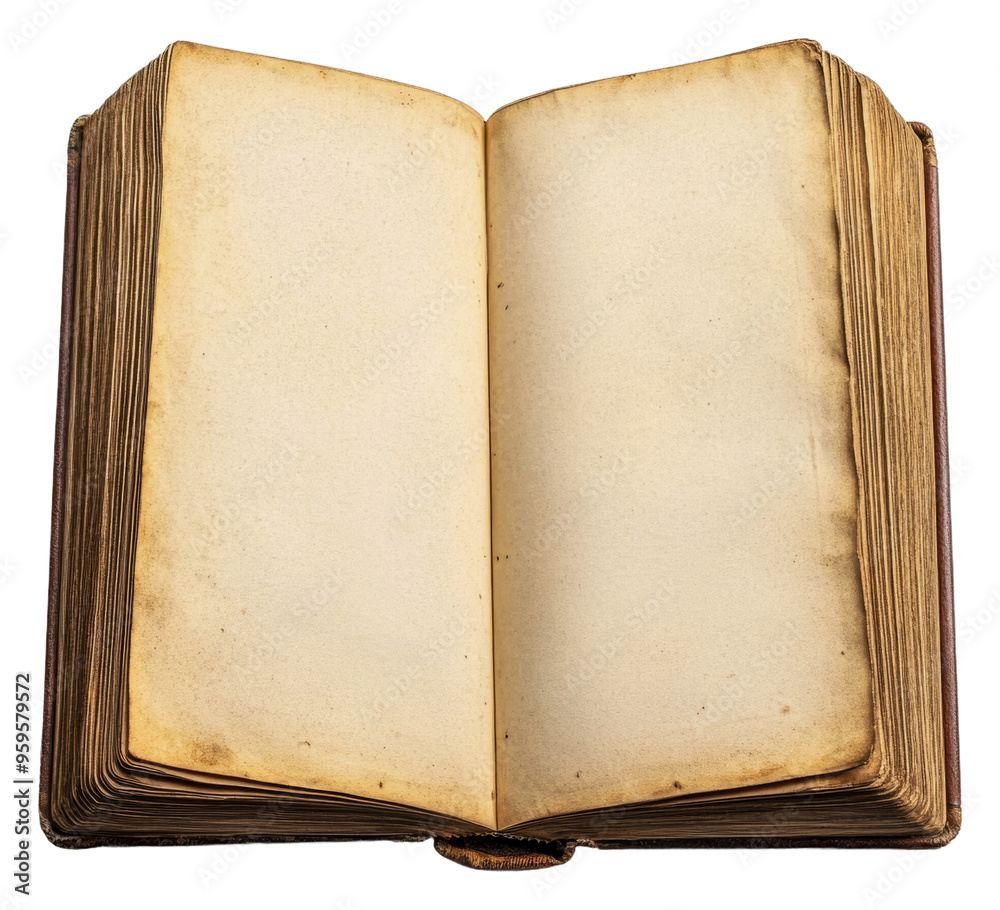 Vintage book with blank pages on a surface, cut out - stock png. Stock ...