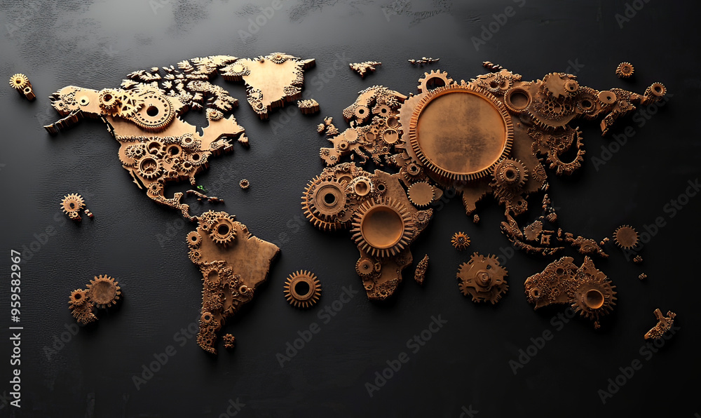 World map in industrial and construction style Stock Illustration ...