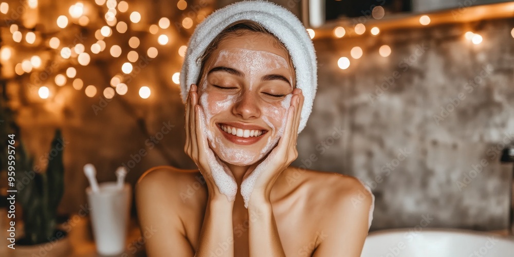 Radiant Woman Embracing Autumn Skincare: Cultural Inclusivity in Beauty ...