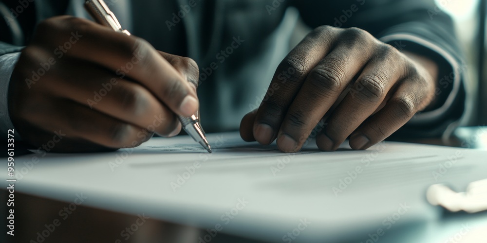 Inclusive Business Success: African American Client Signing Contract ...