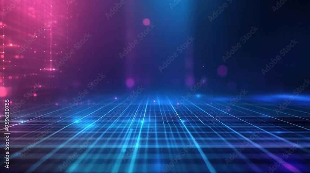 A high-tech presentation background with a digital grid pattern and ...