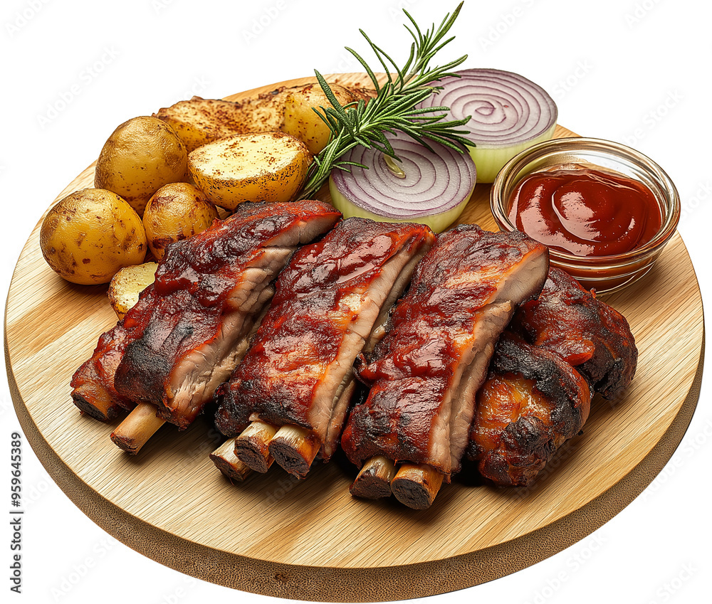 Barbecue Ribs - bar-b-q Ribs isolated, Fried BBQ ribs illustration ...