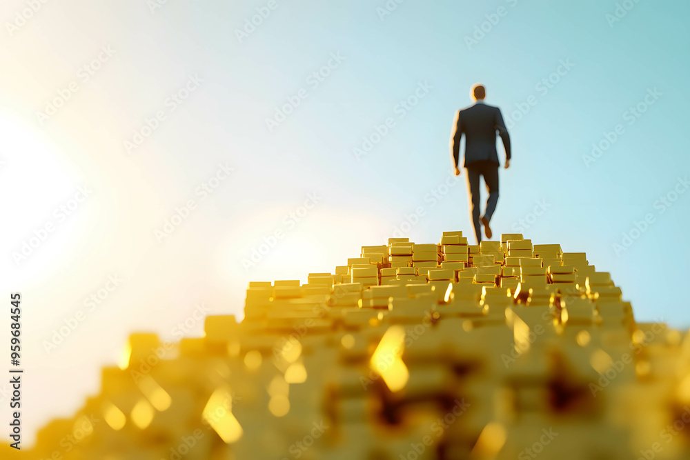 Creating wealth and prosperity for yourself, confident rich man walking ...