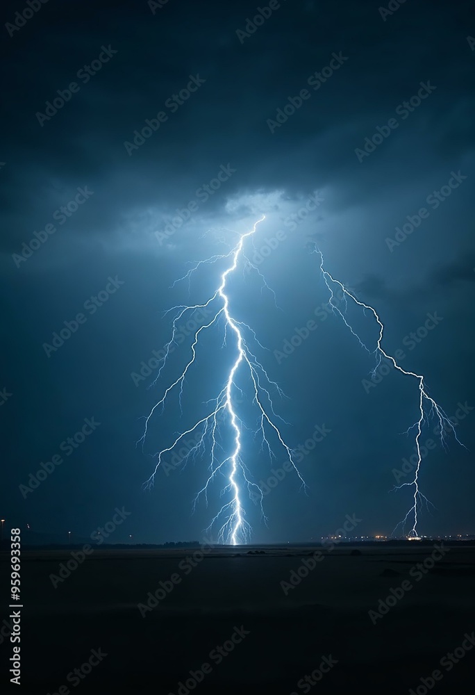 Dramatic Lightning Strike. Powerful lightning bolt illuminating a ...