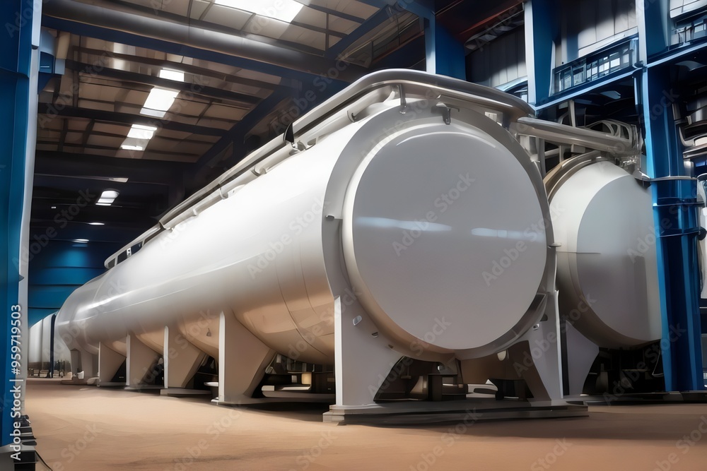 Industrial facility, tank farm with rows of oil storage tanks, energy ...