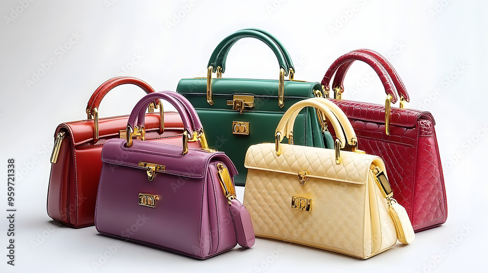Elegant, high-end designer purses in assorted colors and styles ...