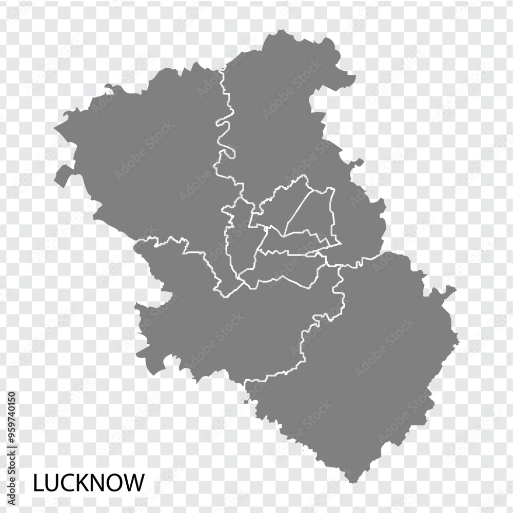 High Quality map of Lucknow is a city of India, with borders of the ...