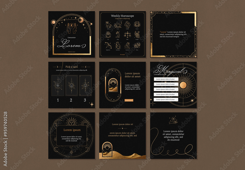 Aesthetic Horoscope Social Media Post Template Set RGB Stock Template ...