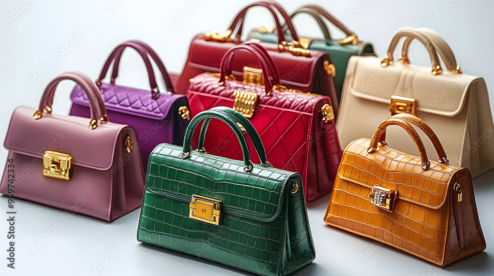 Elegant, high-end designer purses in assorted colors and styles ...