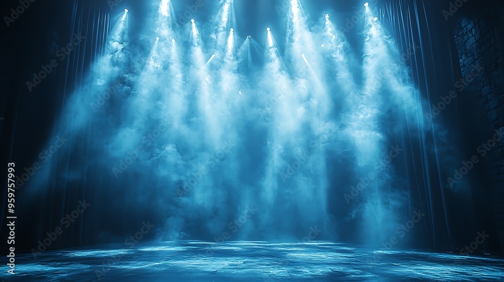 Stage lights backdrop with bright white beams creating a crisp and ...