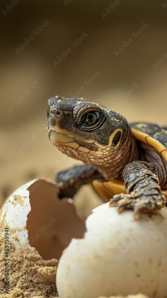 Baby turtles have long necks and short hind legs with sharp claws on ...