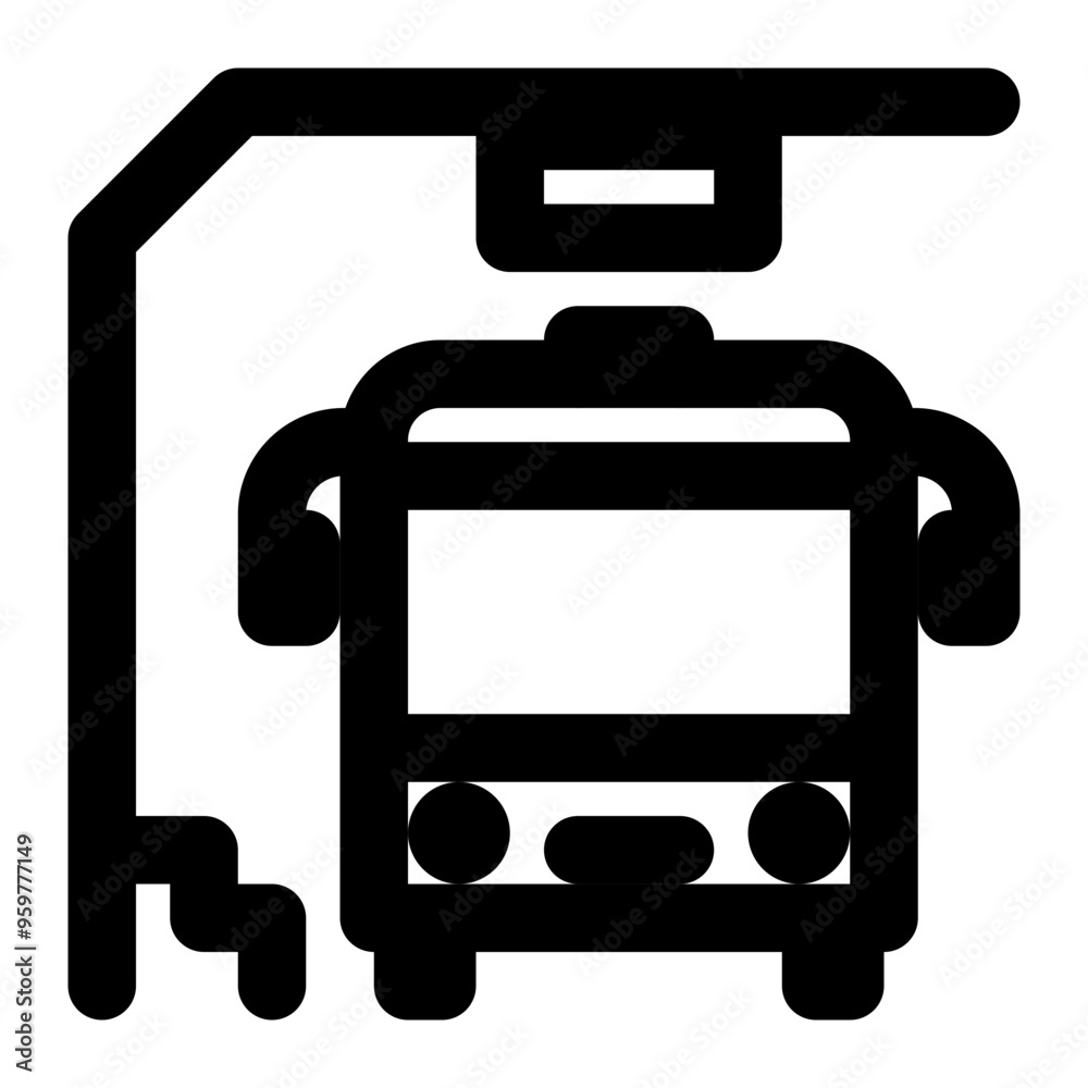 bus station, terminal, bus, places, city outline icon Stock Vector ...