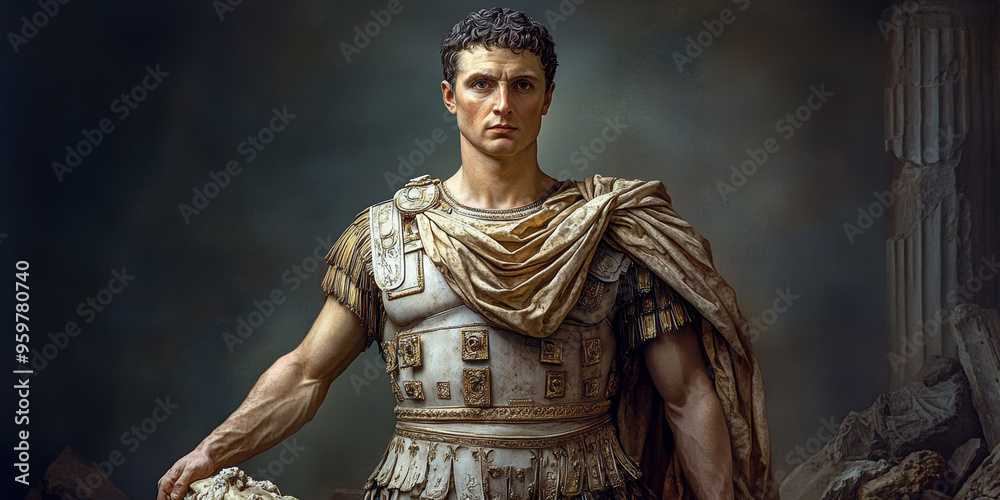 Caesar Augustus, the first emperor of Ancient Rome. Stock Illustration ...