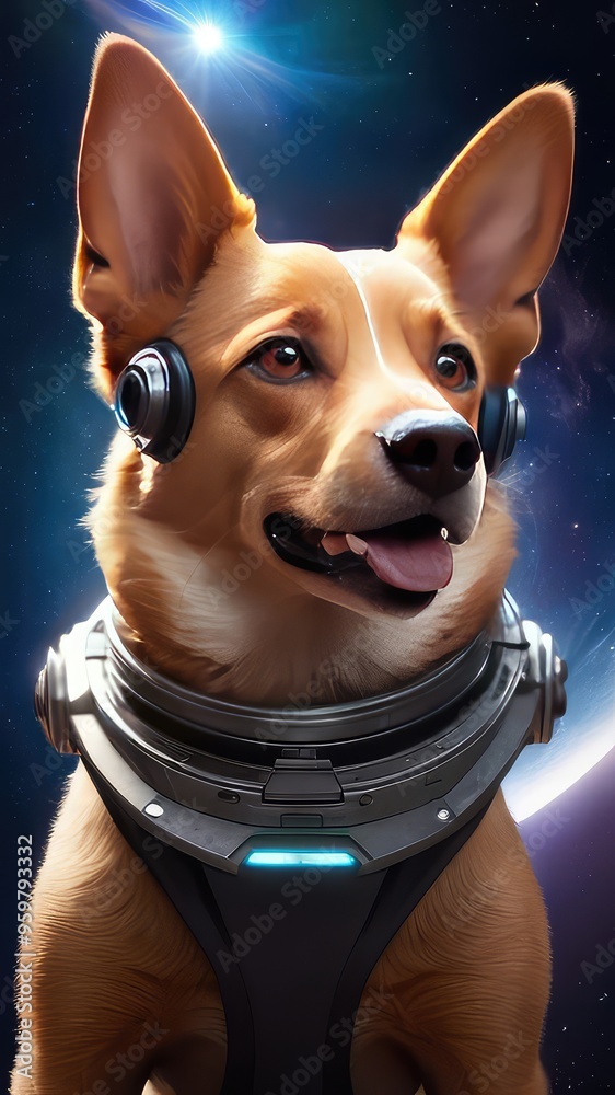 dog alien in space,dog on the moon,chihuahua puppy in a sky,portrait of ...