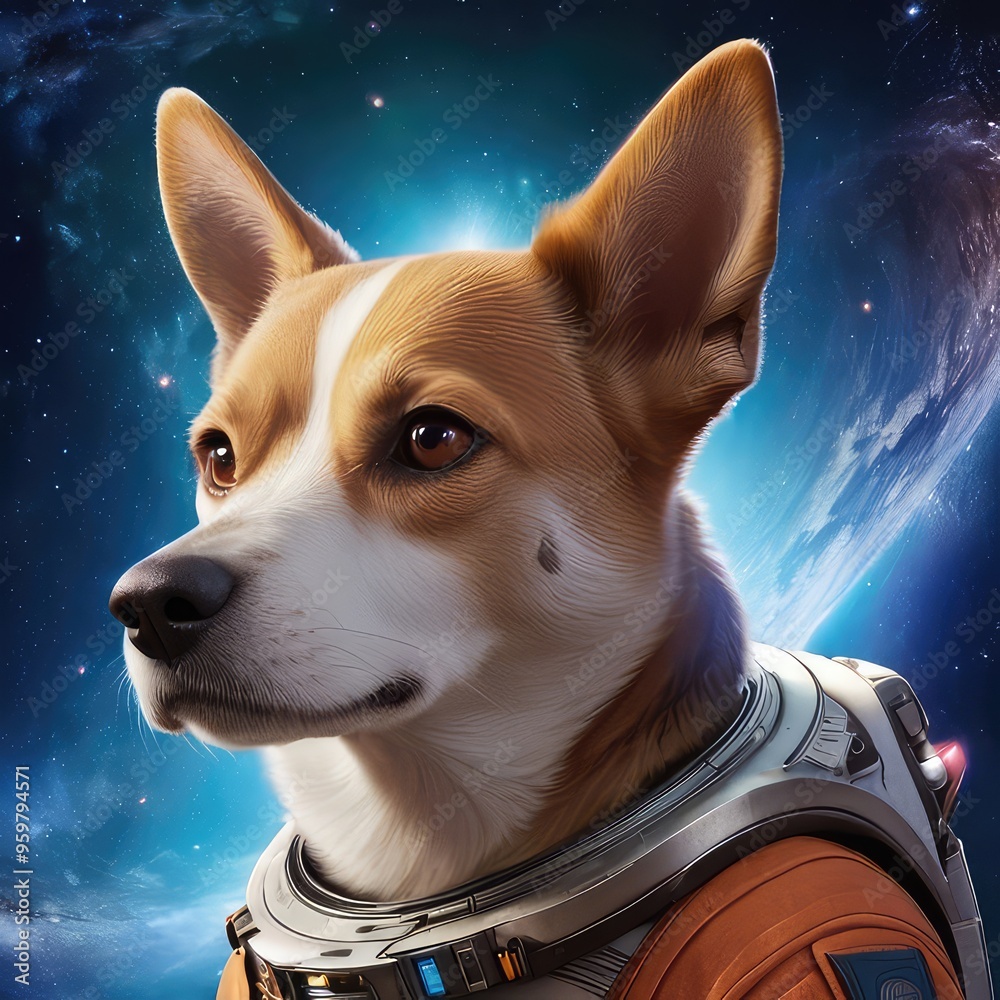 dog alien in space,dog on the moon,chihuahua puppy in a sky,portrait of ...