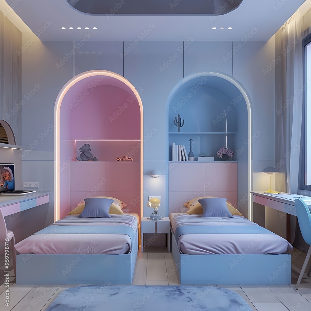 Dreamy Pastel Twins Bedroom: A modern and stylish shared bedroom for ...