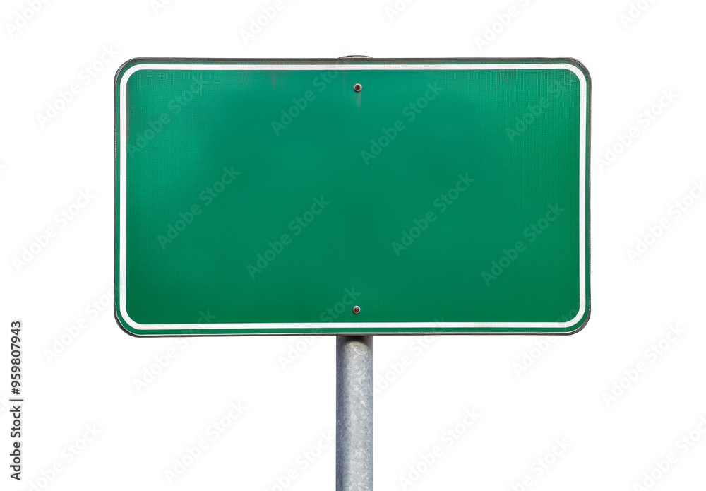 Blank green road sign with white border on a metal pole. Perfect for ...
