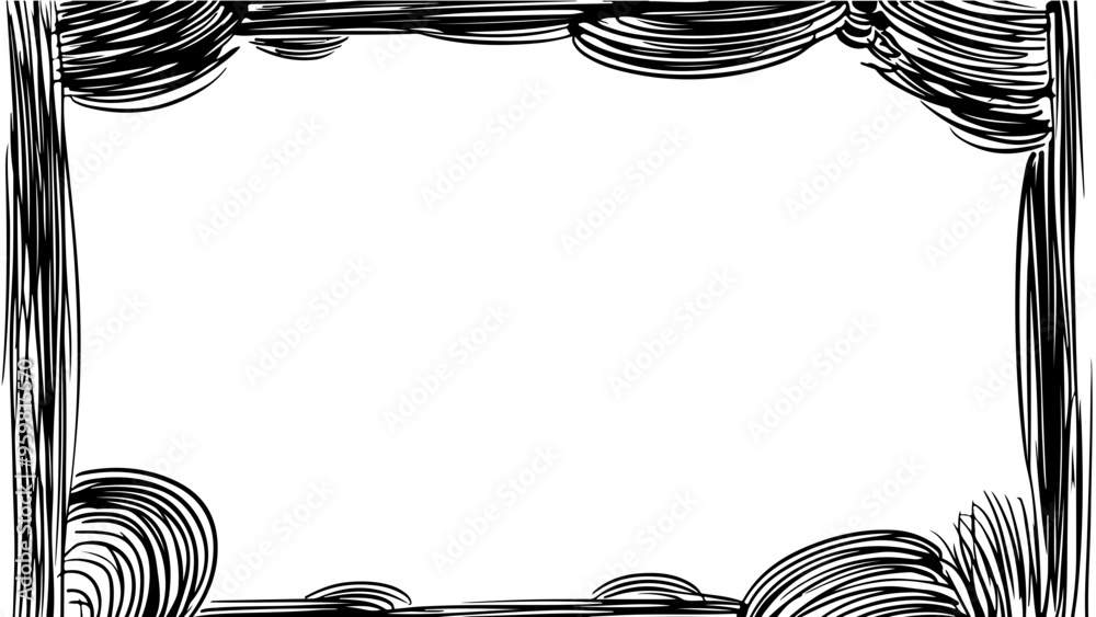Frame made of black marker lines, vector graphics, simple design, white ...