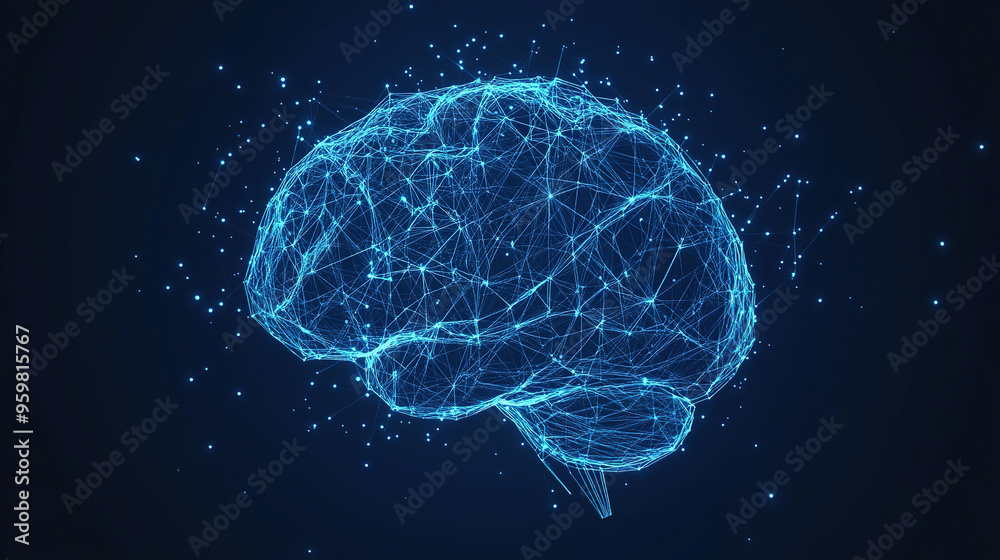 Abstract brain hologram background. Digital brain. Brain Artificial ...