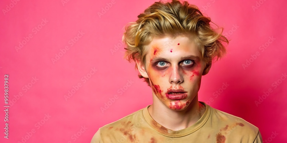 Studio shoot Of A teenage White male, around 15 years old, dressed as a ...