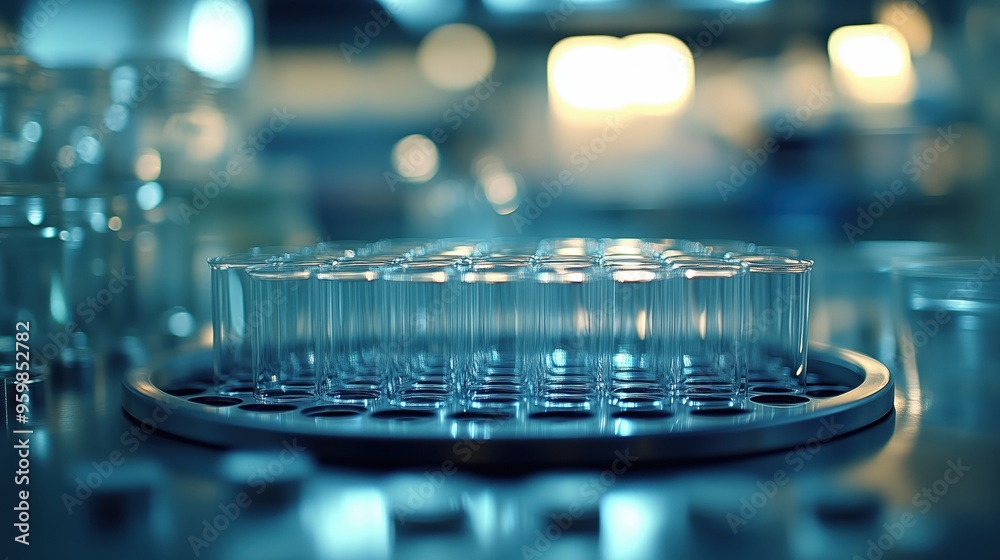 Sterile test tubes in a pharmaceutical lab. Sterile test tubes arranged ...