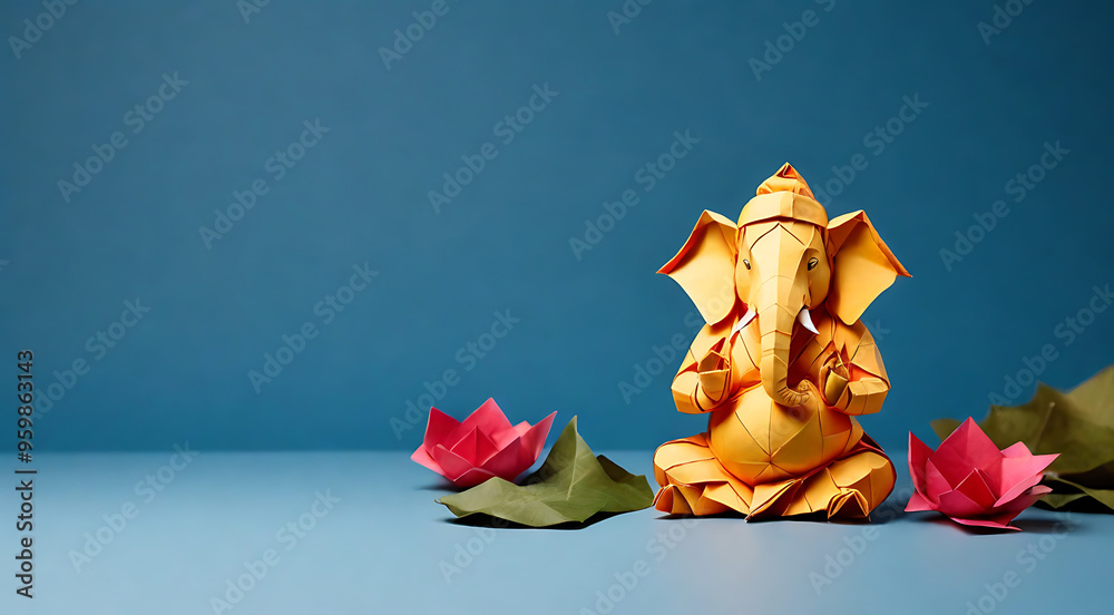 An origami style Paper made origami style Lord Ganesha figure or hindu ...