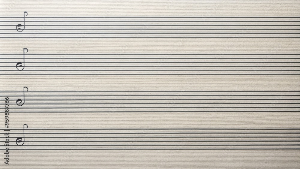A blank sheet of music paper with a single musical staff line and five ...