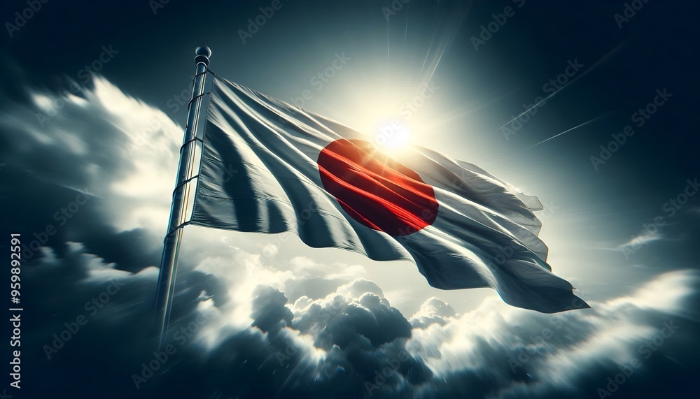 Epic Waving Japan Flag in the Wind - Dynamic and Powerful Display Stock ...