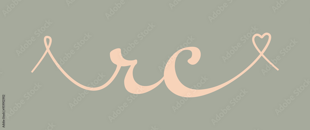 RC initial wedding monogram calligraphy vector illustration. Hand drawn ...