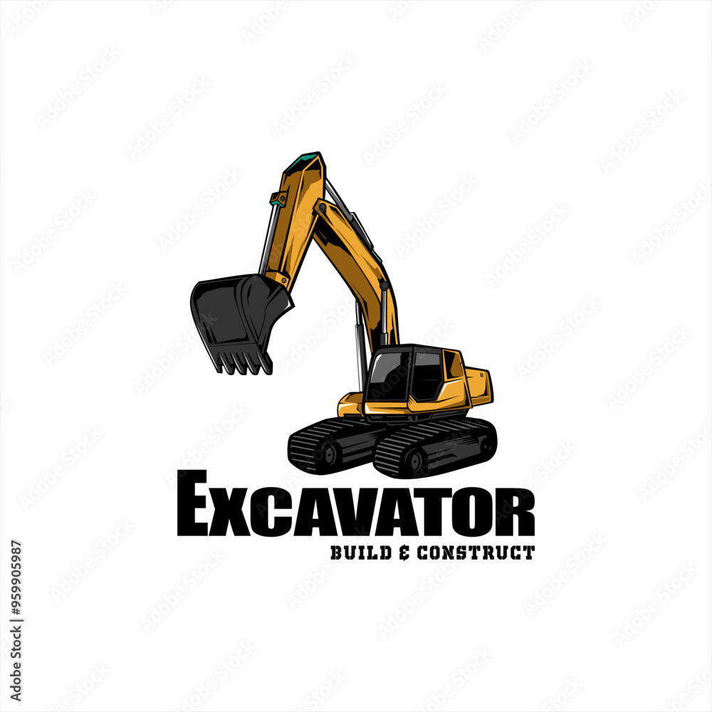 Excavator logo vector, excavator emblem logo design, excavator and ...