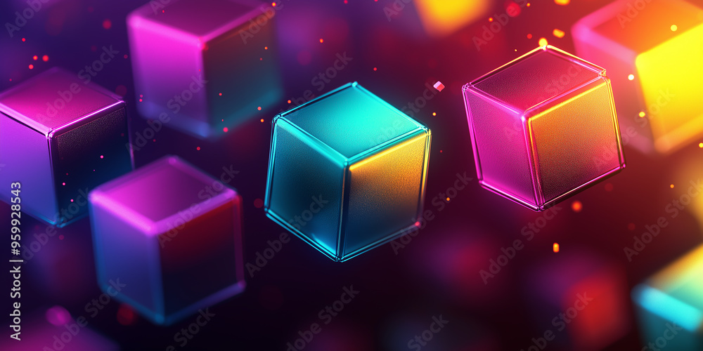 Floating Crystal Cubes in a Spectrum of Colors Stock Illustration ...