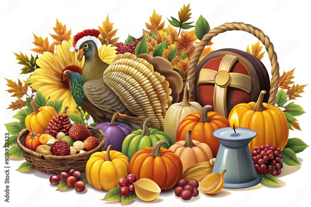 Christian-Themed Thanksgiving Clip Art Featuring Various Symbols Of The ...