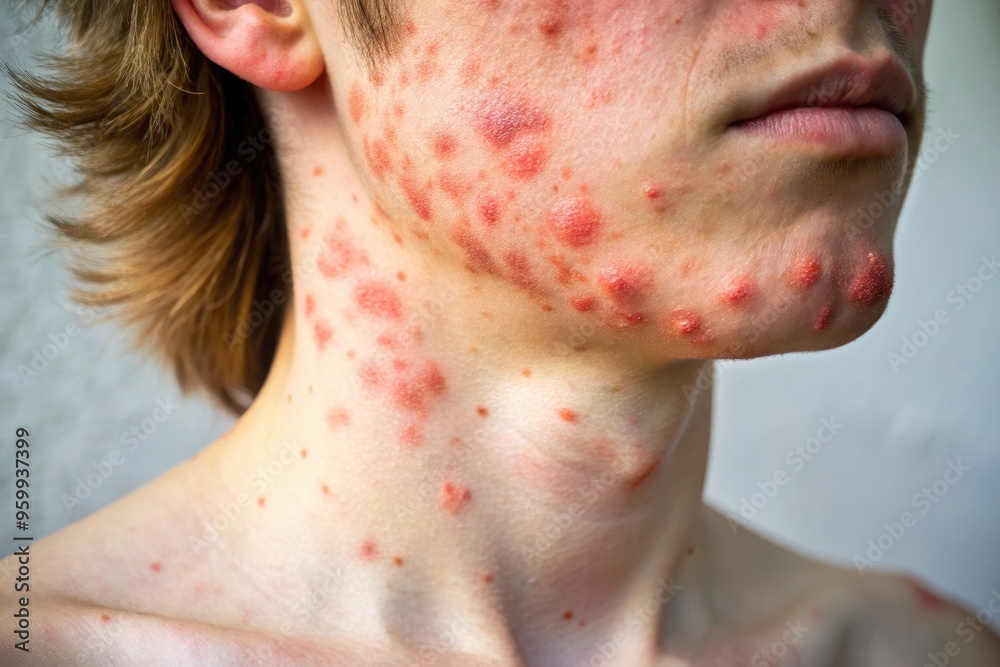 Close-Up Of An Allergic Reaction Rash On The Skin, Caused By A Food ...