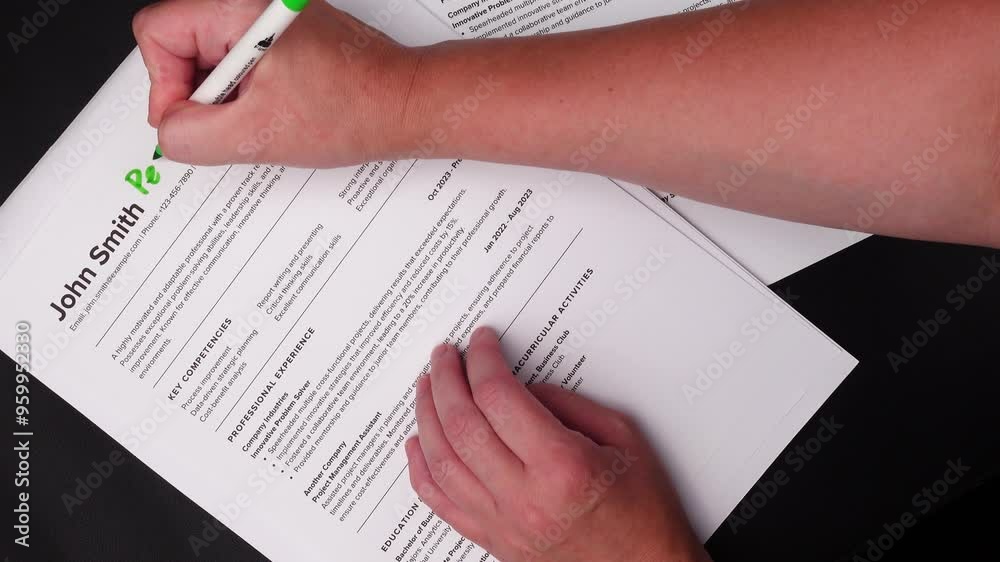 Fake mock CV (curriculum vitae) resume for John Smith, selected by HR ...