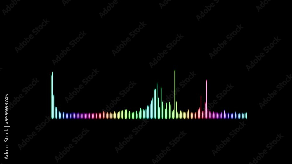 White audio waveform spectrum animation. Alpha channel, spectrum audio ...